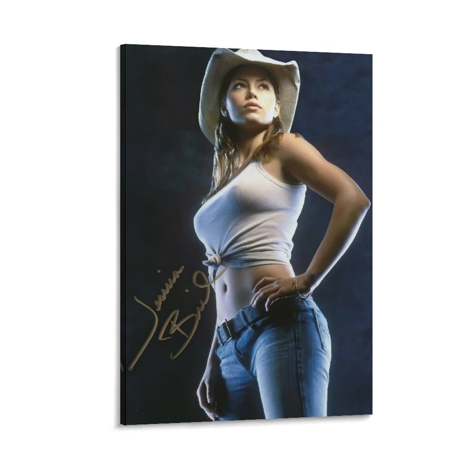 Beautiful Movie Actresses Jessica Biel Cowboy Signature Poster Art Poster Canvas Painting Decor ...