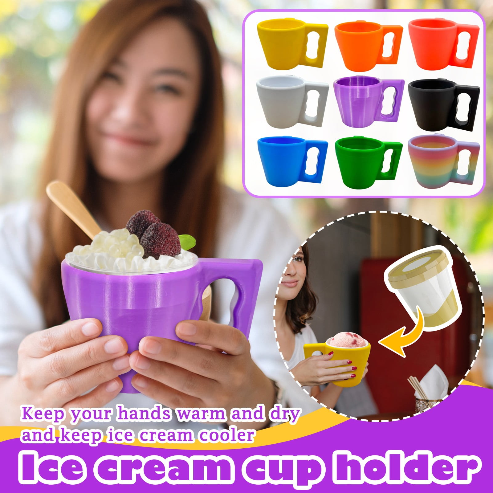 Beautiful Mug Ergonomic Purple Plastic Mug with Comfortable Grip Handle ...