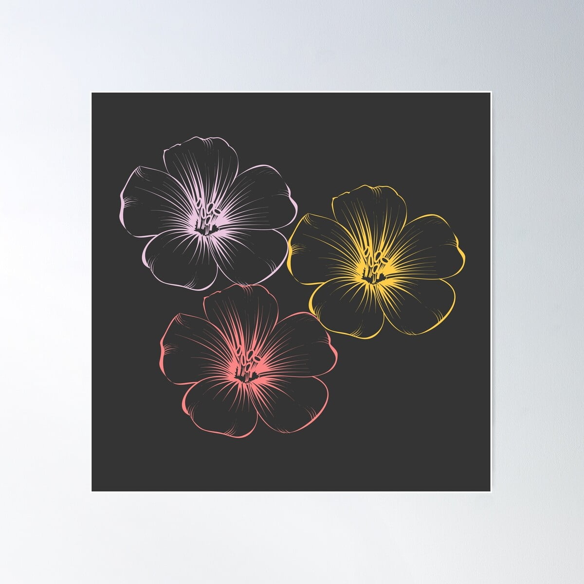 Beautiful Multi Colorful Flower Pattern Poster Wall Art, Modern Wall ...