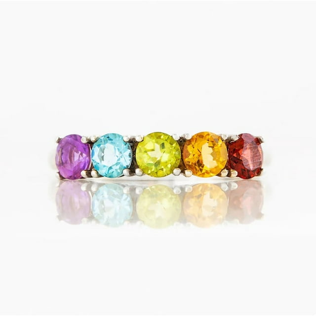Beautiful Multi Gemstone Ring, 925 Sterling Silver Ring, Colorful Stone ...