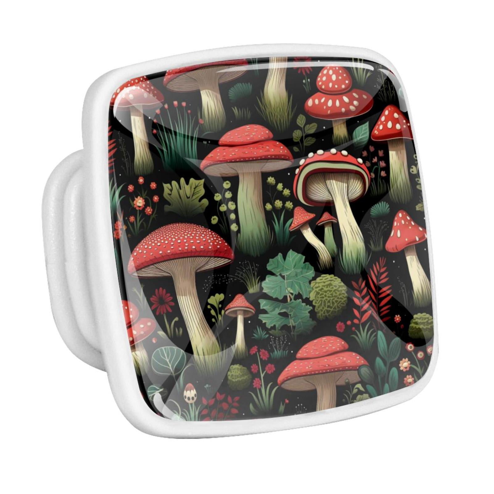 Beautiful Mushroom Fluorescent Drawer Pulls with Screws Square 4-Pack ...