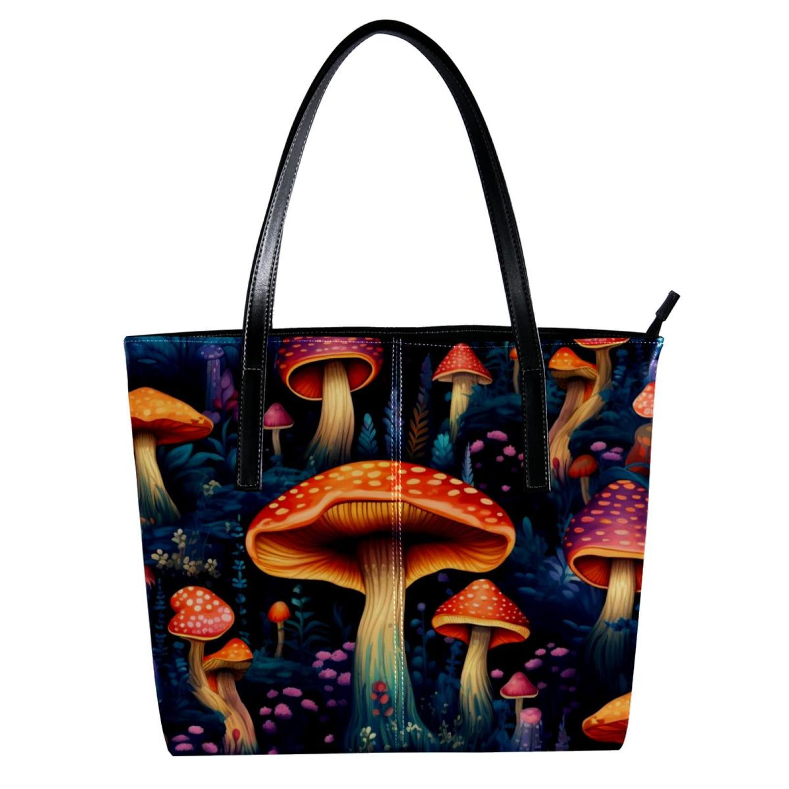 Beautiful Mushroom Leather Stitching Handbag High Quality Fashion Women ...