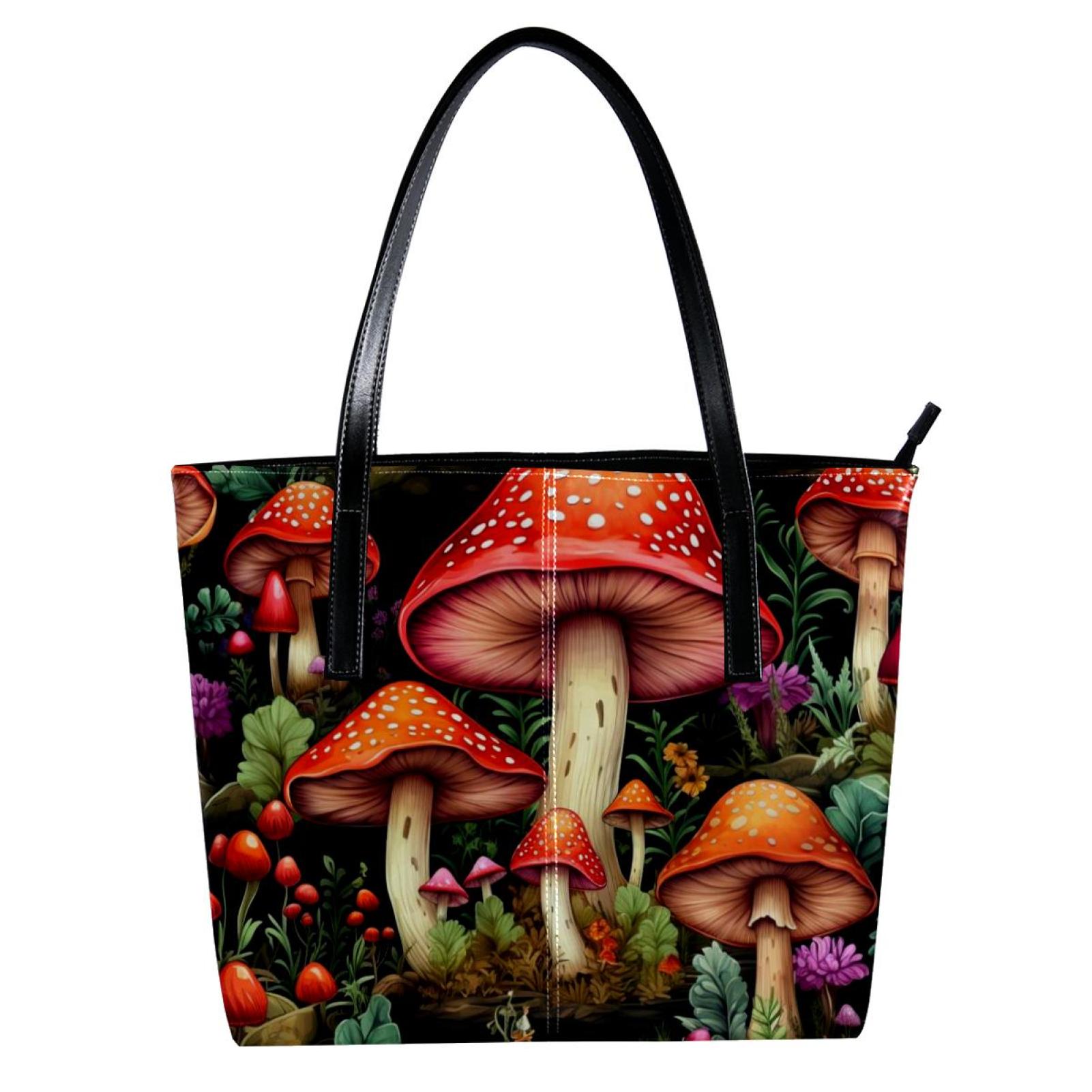 Beautiful Mushroom Leather Stitching Handbag High Quality Fashion Women ...