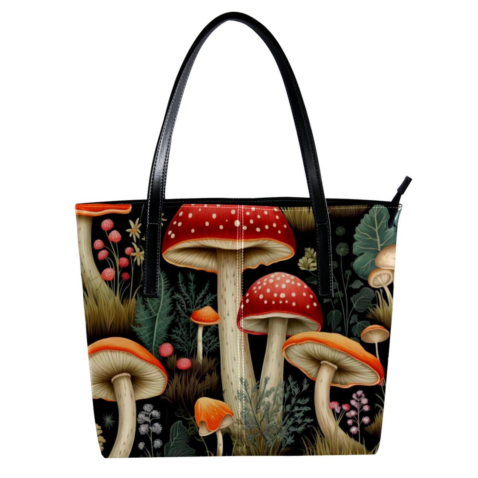 Beautiful Mushroom Leather Stitching Handbag High Quality Fashion Women ...