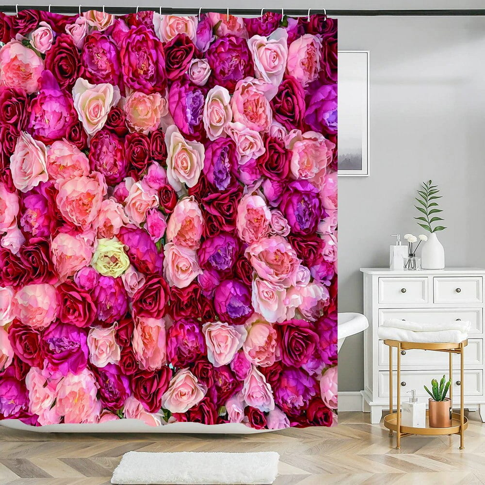 Beautiful Natural Flowers Shower Curtain Waterproof Polyester Fabric ...
