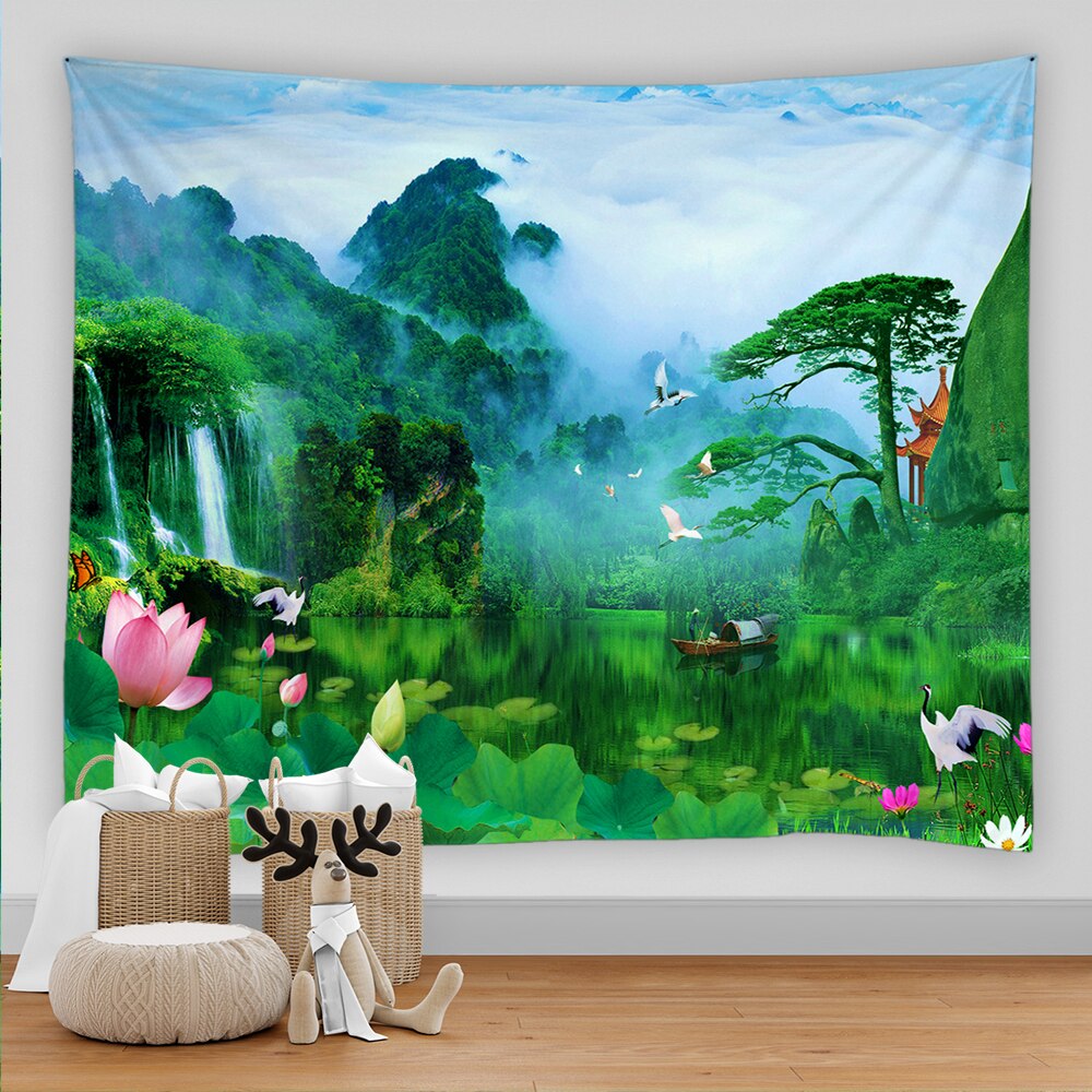 Beautiful Natural Forest Printed Large Wall Tapestry Scenery Hippie ...