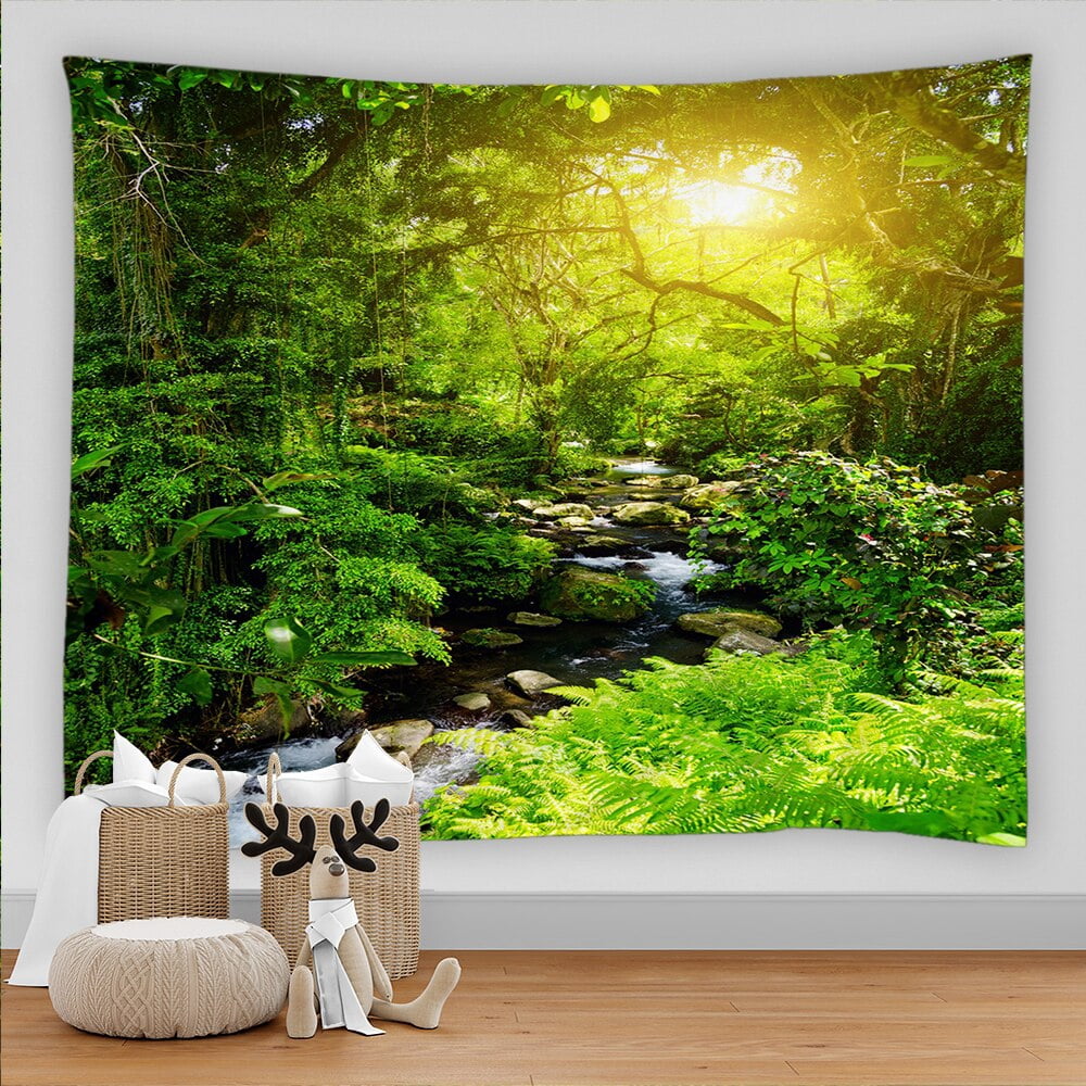 Beautiful Natural Forest Scenery Printed Large Wall Tapestry Hippie ...
