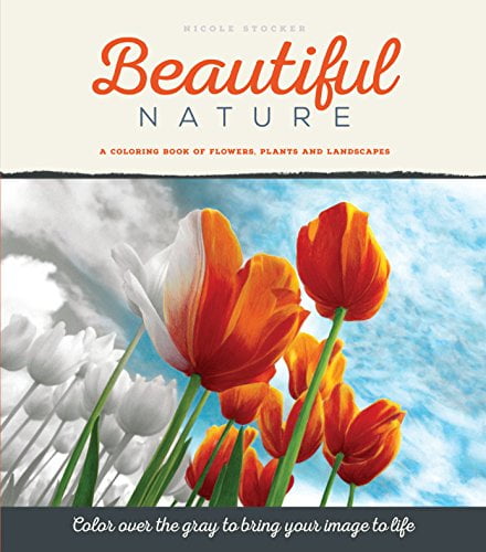 Pre-Owned Beautiful Nature: A Grayscale Adult Coloring Book of Flowers ...