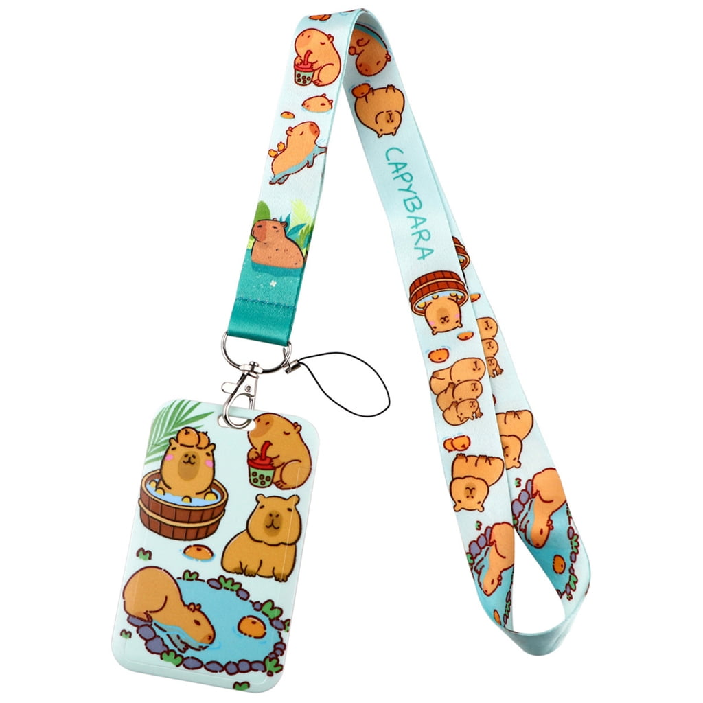 Beautiful Neck Strap Cartoon Capybara Card Holder Neck Lanyard ...
