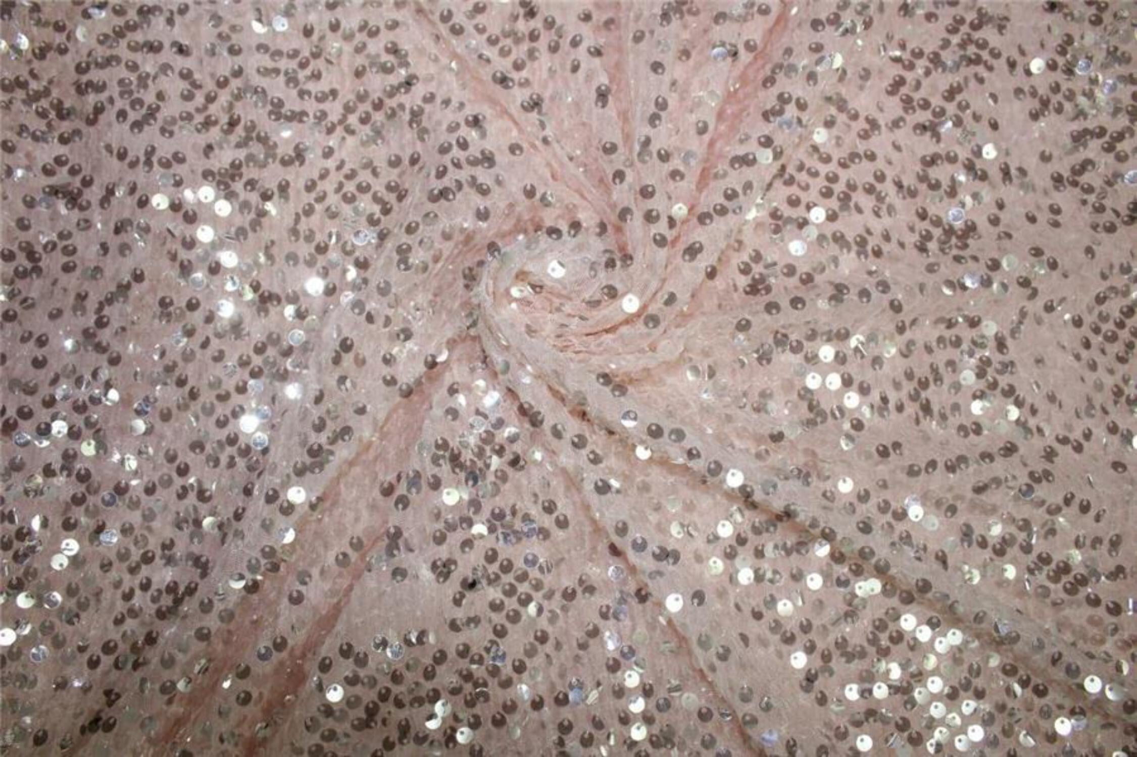 Beautiful Net Sequins Fabric By Yard Cute light pink color 58quot; Wide ...