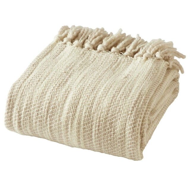 Beautiful Neutral Woven Throw by Drew Barrymore, 50" x 60" - Walmart.com