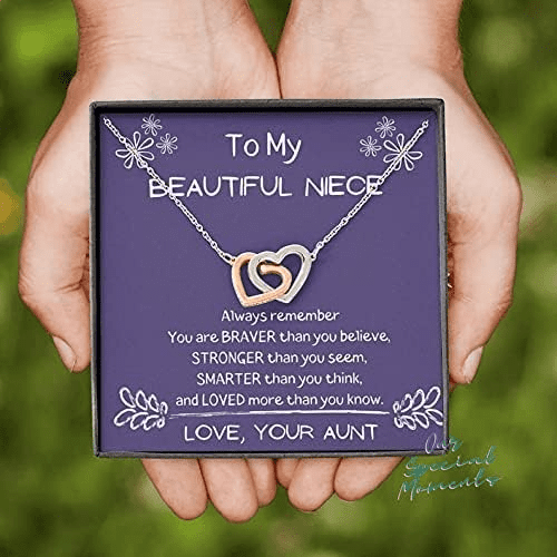 To My Beautiful Niece from Aunt, Interlocking Hearts Necklace Message ...