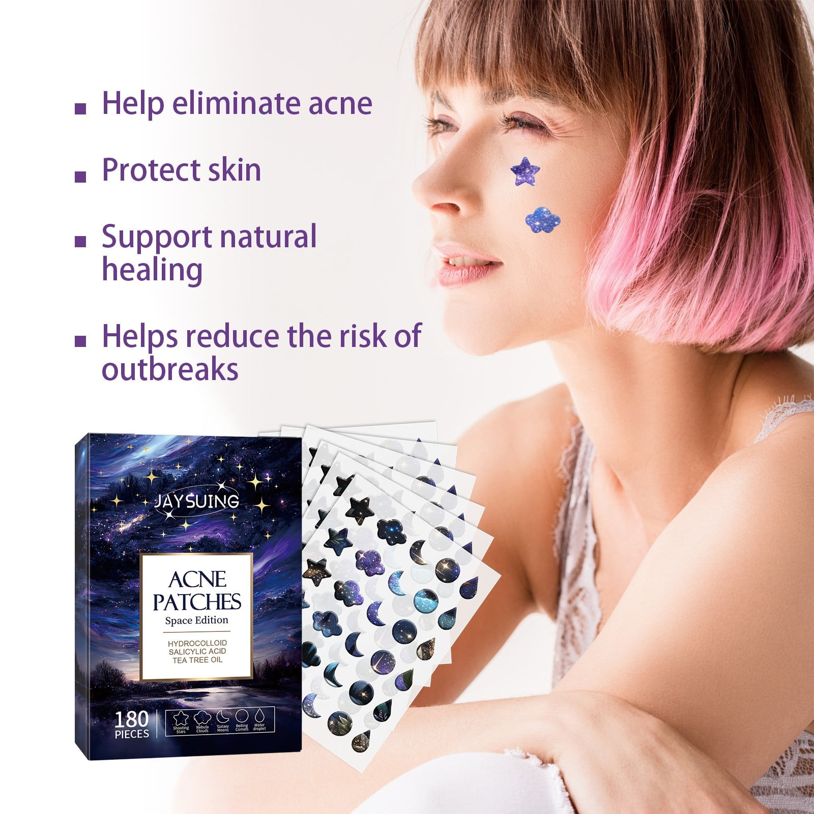 Beautiful Night Sky Acne Patches With Tea Oil,Hyaluronic Sour,Calendula ...