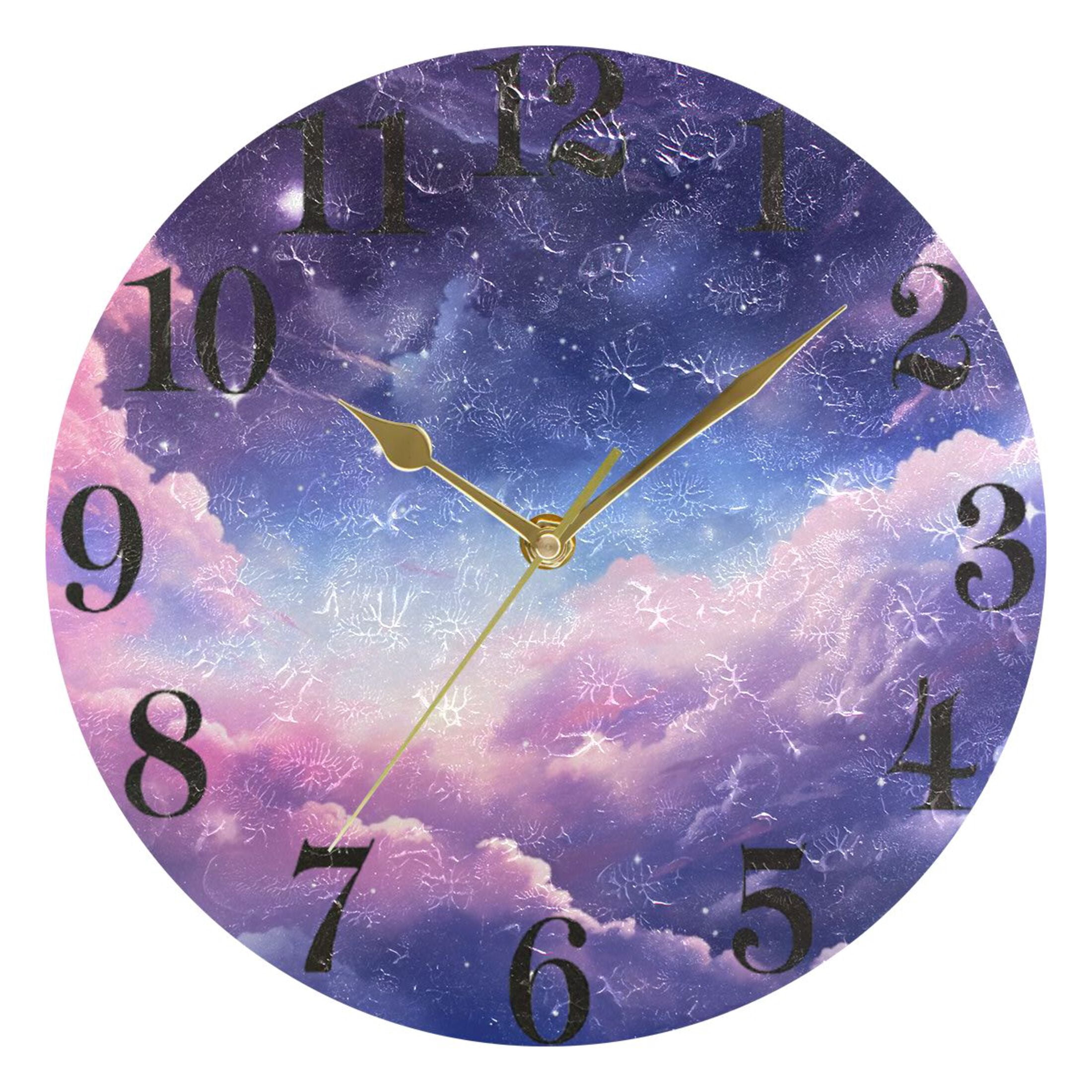 Beautiful Night Sky with Cloud Wall Clock 9.8 inch Battery Operated ...