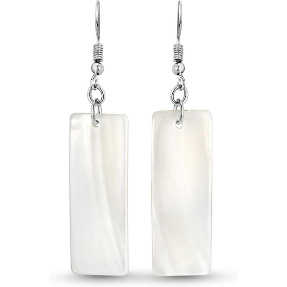 Beautiful Ocean Long Rectangle Shaped Natural shell Dangle Earrings | Rectangle Dangle Earrings ...