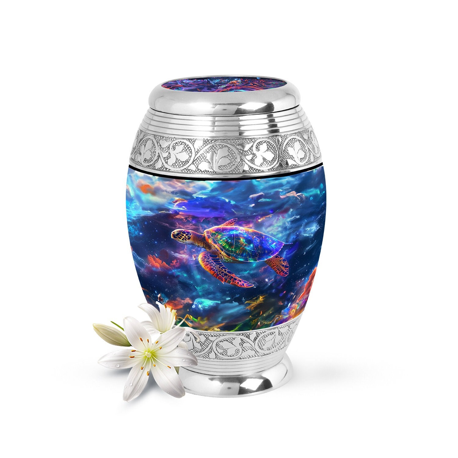 Beautiful Ocean Themed Sea Turtle Cremation Urn - Handcrafted Adult Urn ...