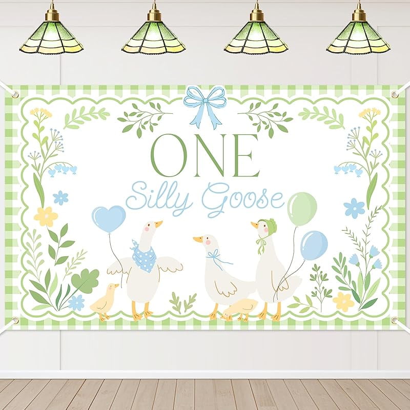 Beautiful One Silly Goose Backdrop Banner for Kids Goose 1st Birthday ...