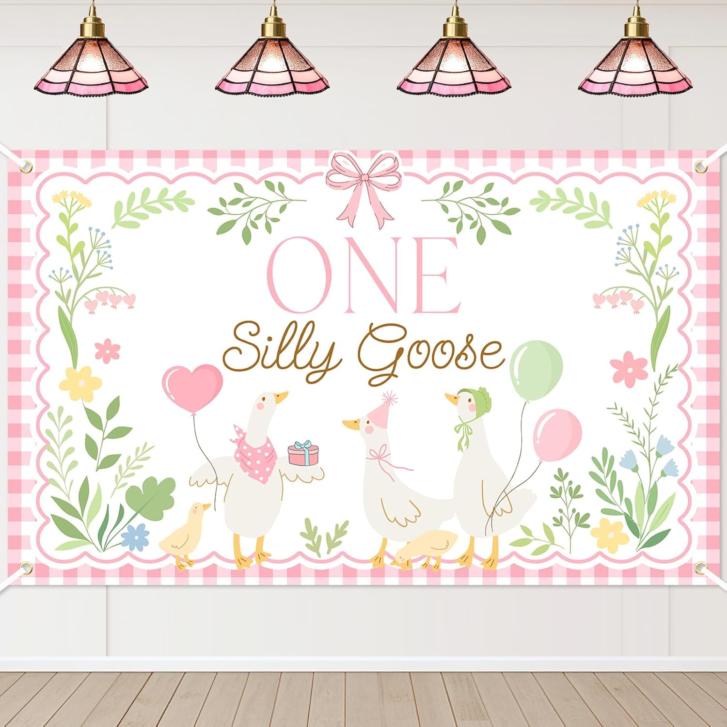 Beautiful One Silly Goose Backdrop Banner for Kids Goose 1st Birthday ...