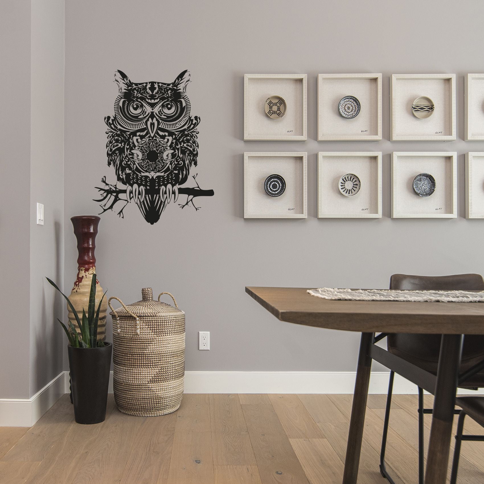 Beautiful Owl Bird Silhouette Aztec Pattern Bird OwlDesign Vinyl Wall ...