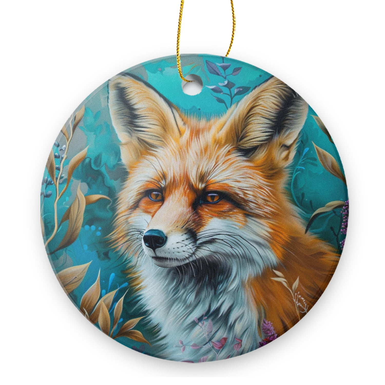 Beautiful Painting of Orange Fox Surrounded By Wildflowers - Christmas ...