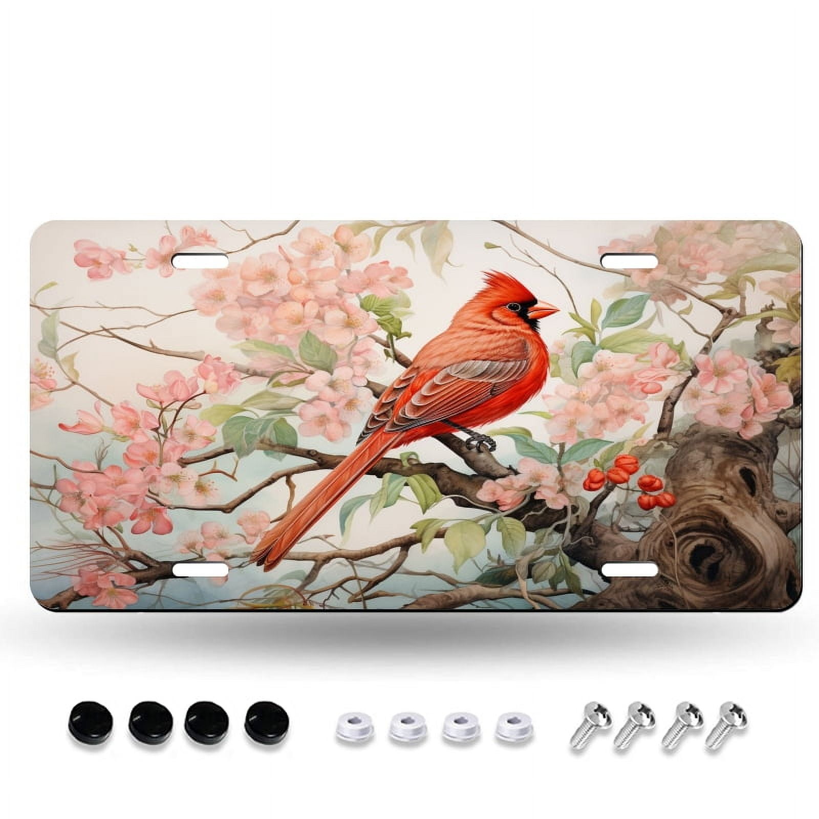Beautiful Painting of Elegant Red Cardinal License Plate Frame ...