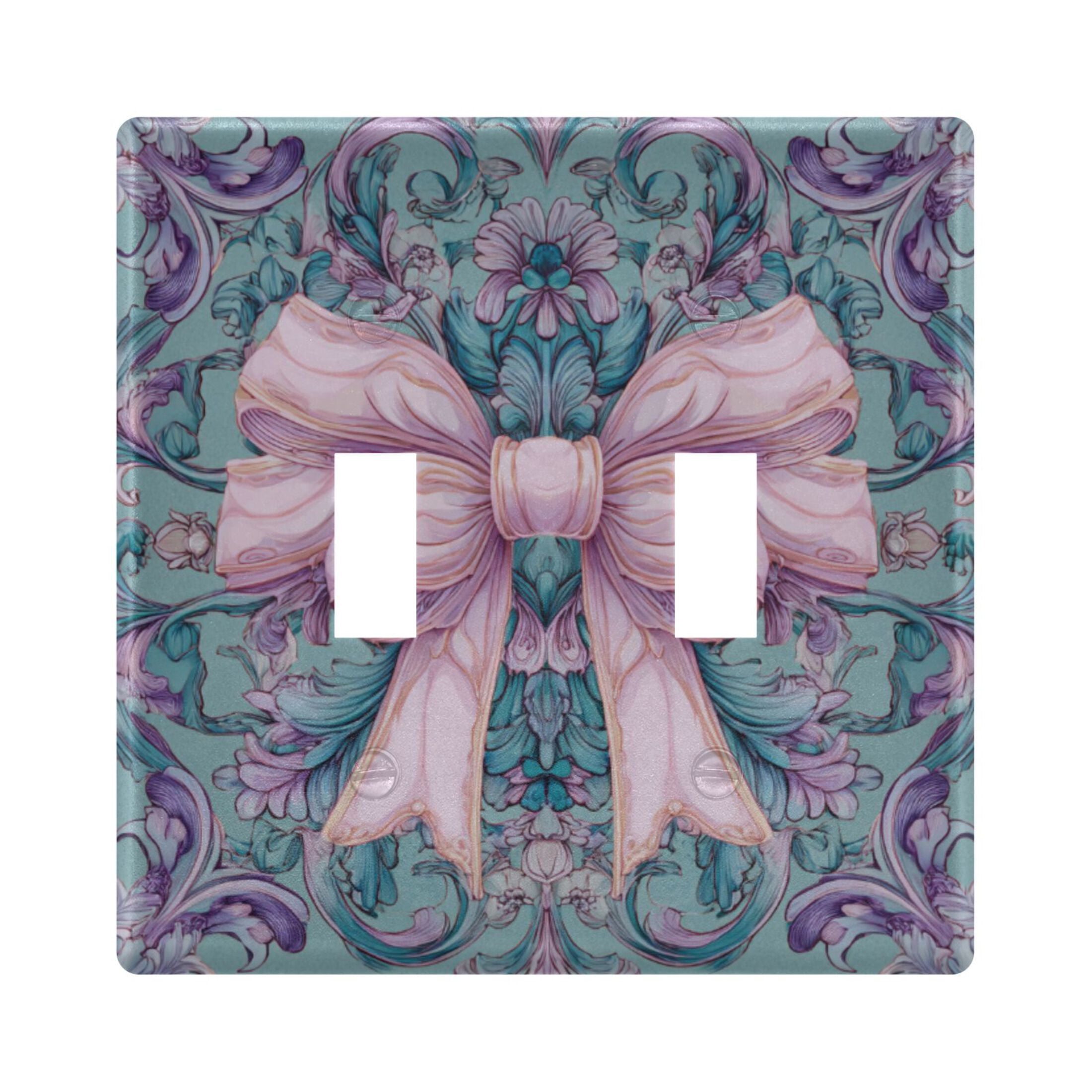 Beautiful Pastel Pink Bows Green Background Light Switch Cover ...