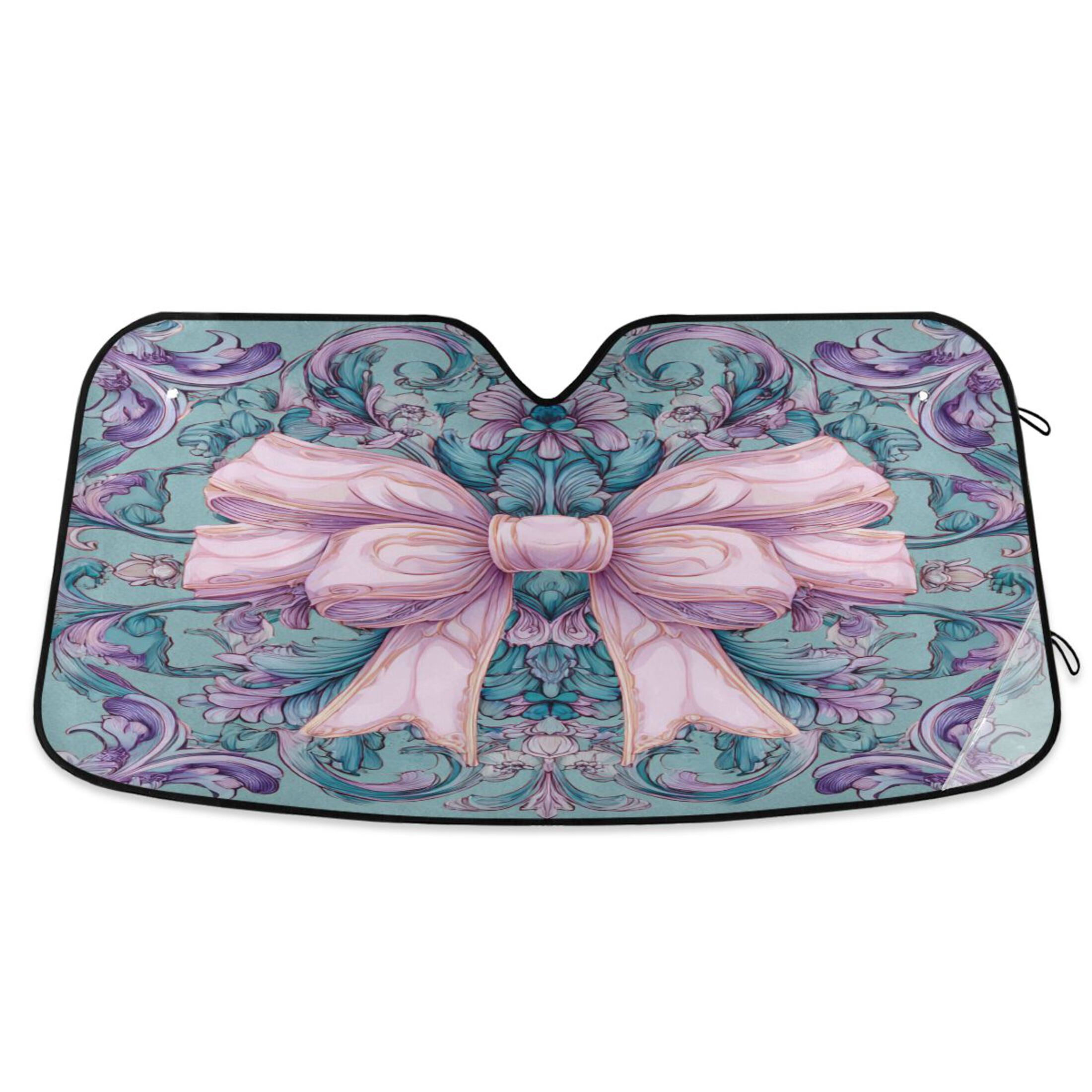 Beautiful Pastel Pink Bows Green Background Windshield Sun Shade ...