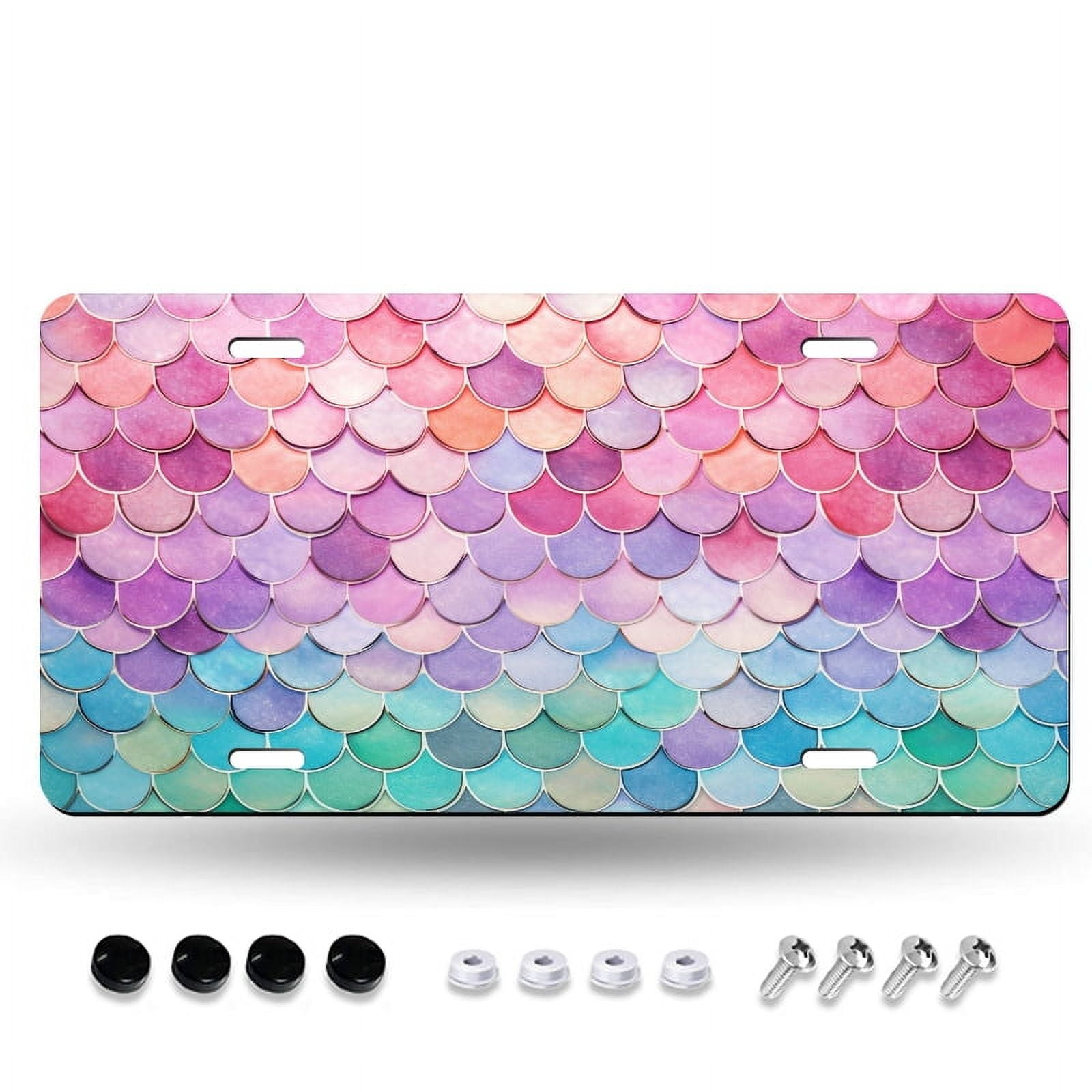 Beautiful Pastel Rainbow Mermaid Scales License Plate Frame, Decorative ...