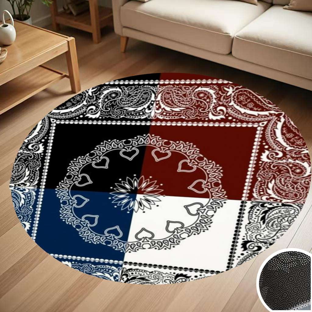 Beautiful Pattern Paisley Bandana Round Carpet Living Room Bedroom Home ...