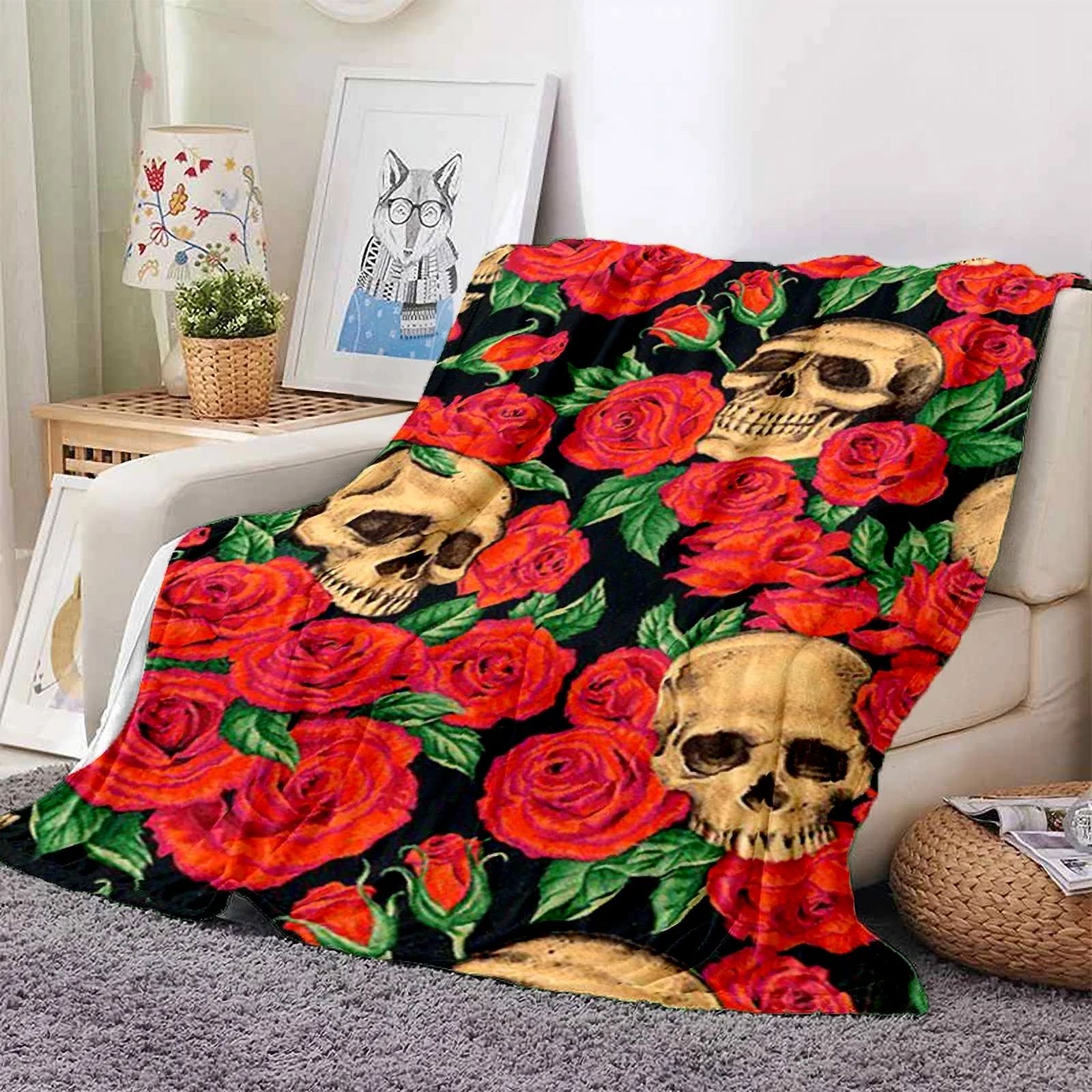 Beautiful Pattern Rose Flower Blanket Flannel Blanket Super Soft Throw ...