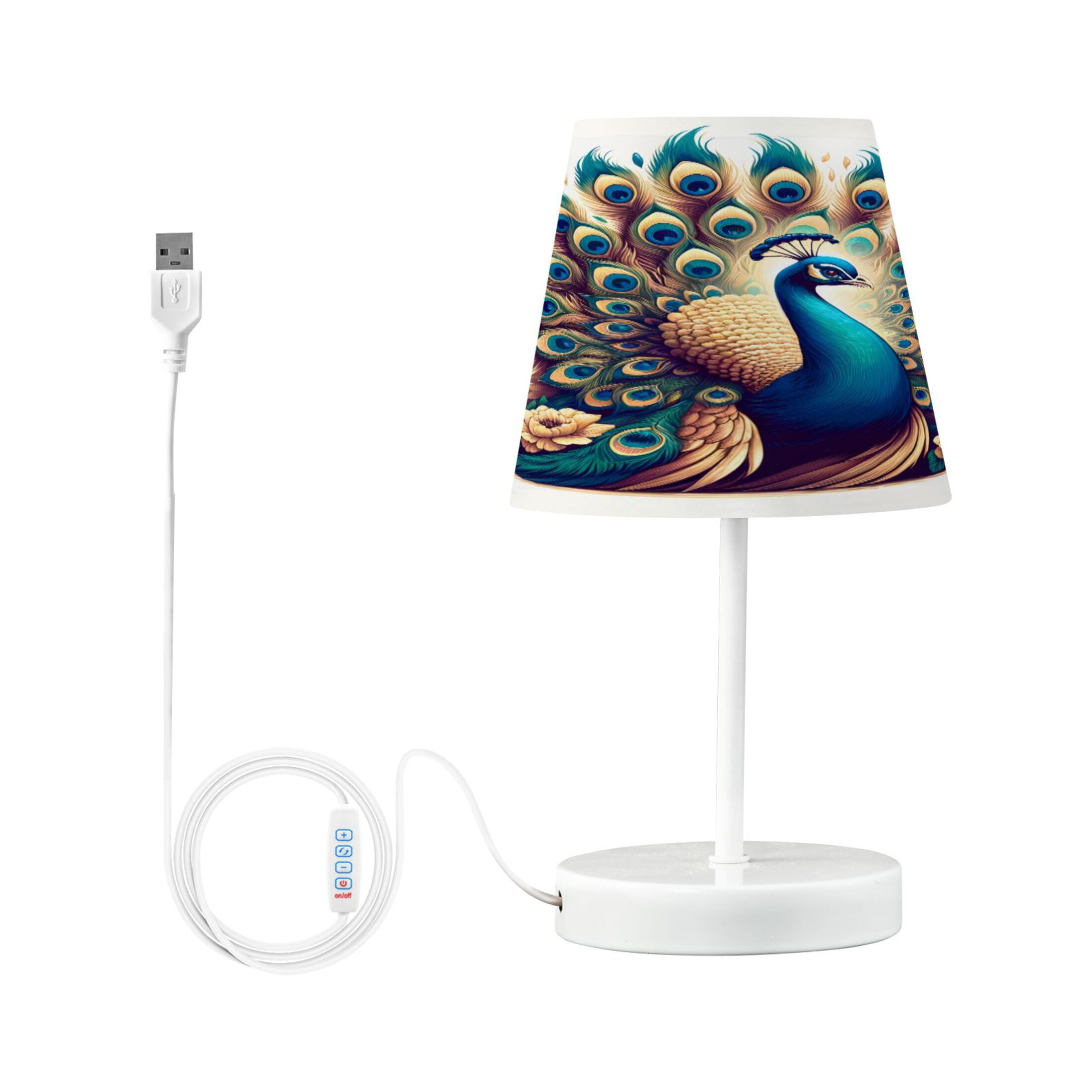 Beautiful Peacock Desk Lamp LED Table Nightstand Lamps with 3 Color ...