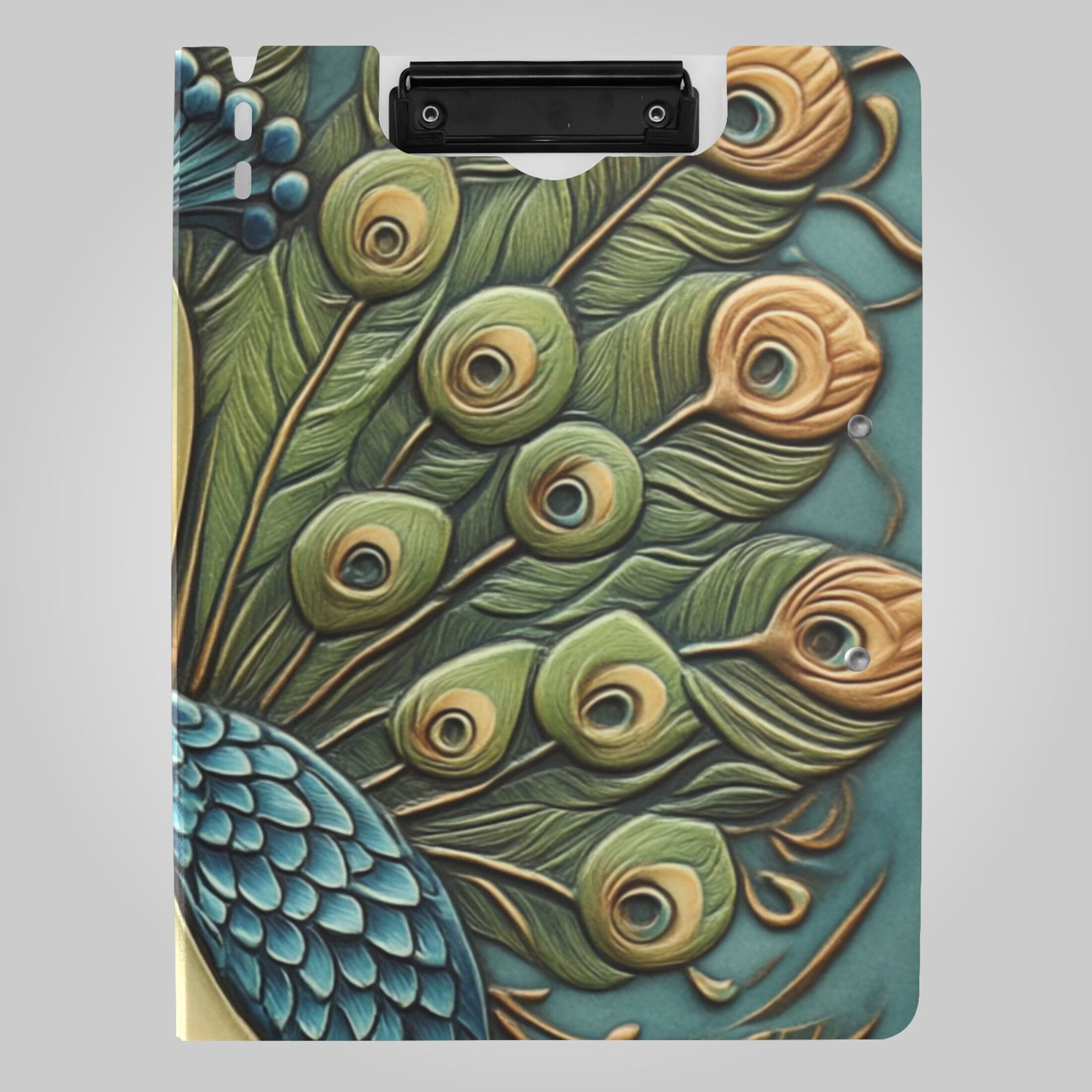 Beautiful Peacock Emboss Painting Foldable Binder Folder Clipboard with ...