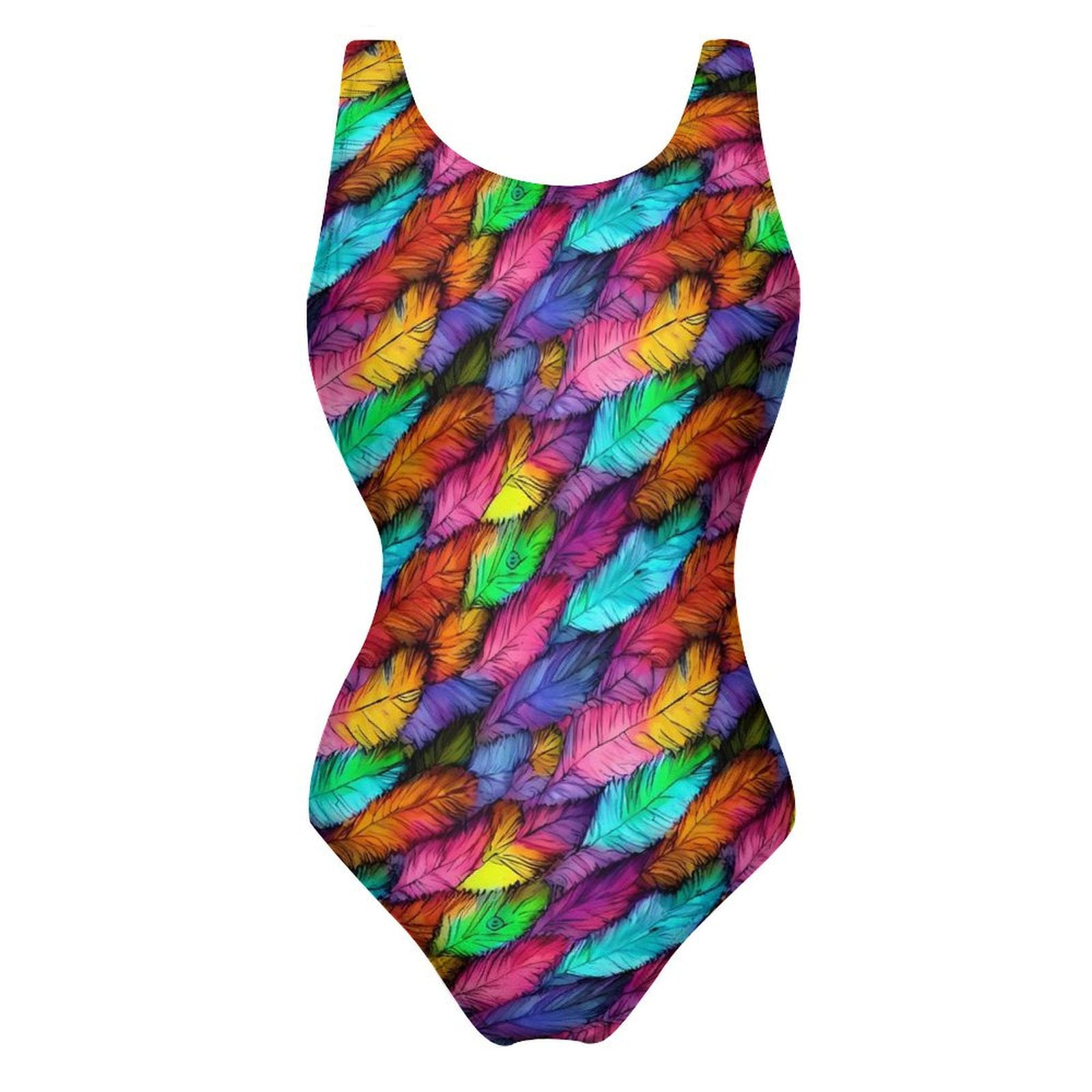 Beautiful Peacock Feather Swimsuit Sexy Animal Print One Piece Swimwear ...