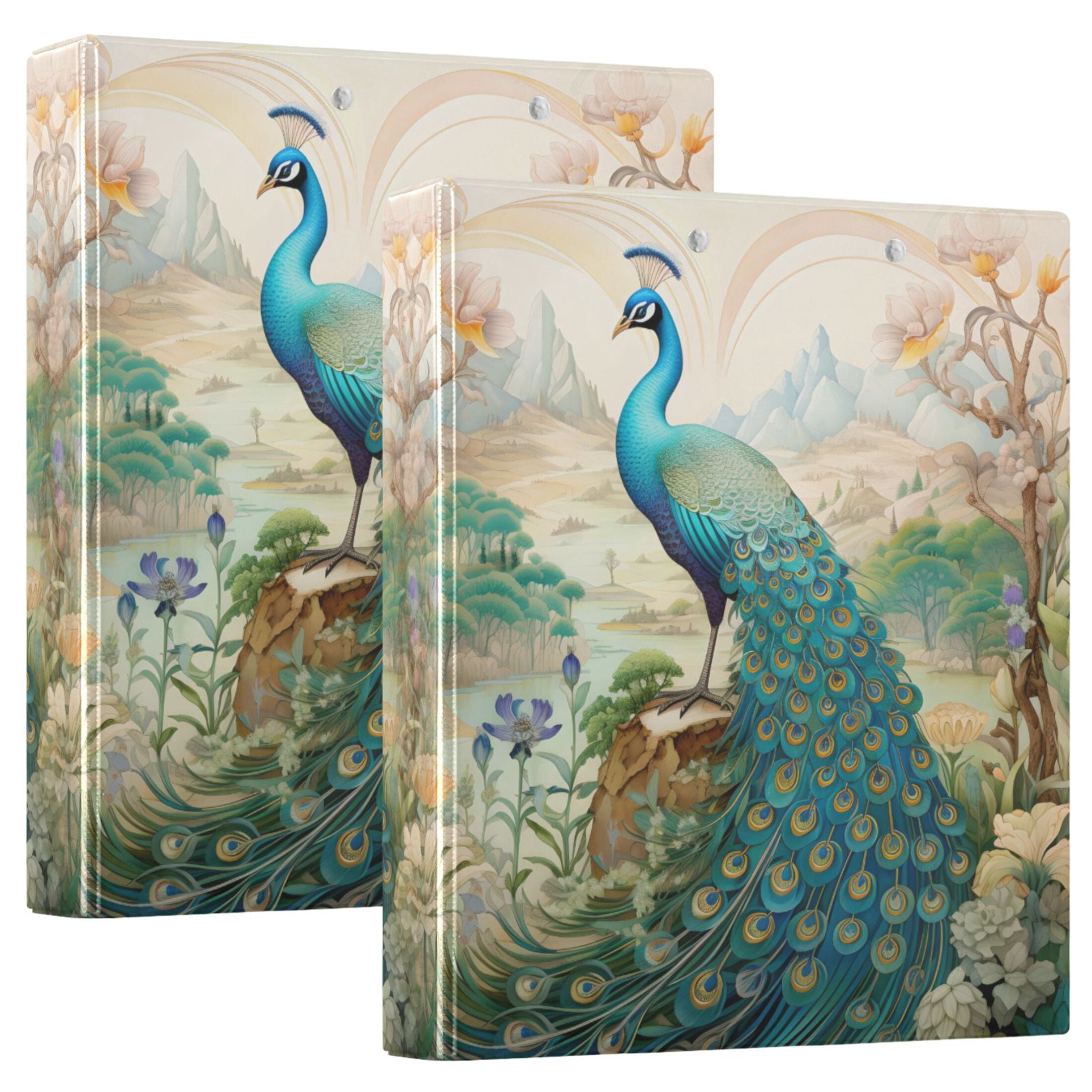 Beautiful Peacock Hardcover 3 Ring Binder 1.5 inch Round Rings with ...