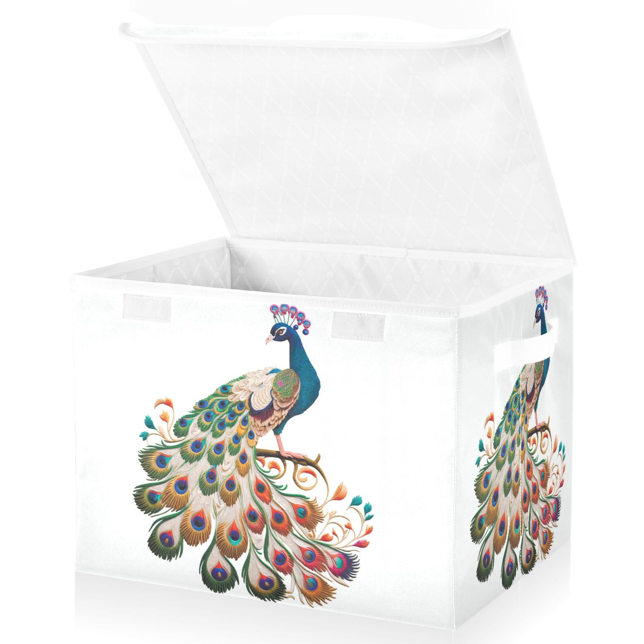Beautiful Peacock Large Lidded Storage Bin Foldable Storage Boxes Cubes ...