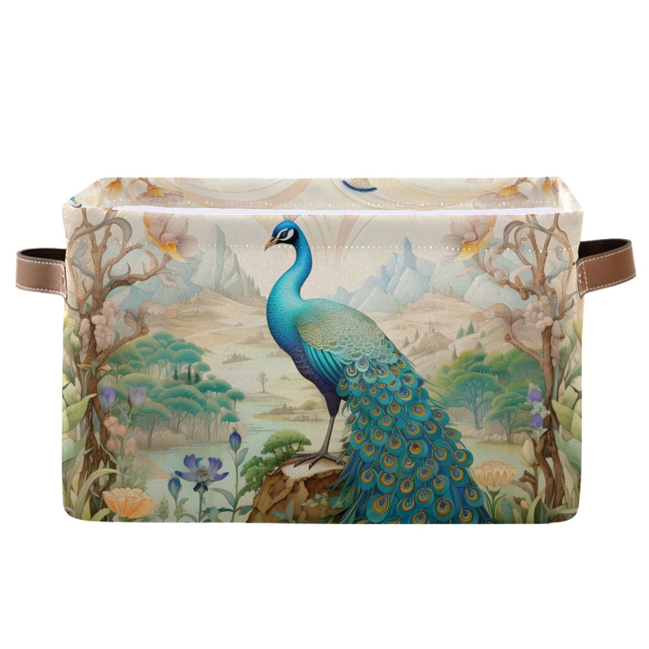 Beautiful Peacock Storage Basket Large Bin Laundry Boxes Toys Foldable ...