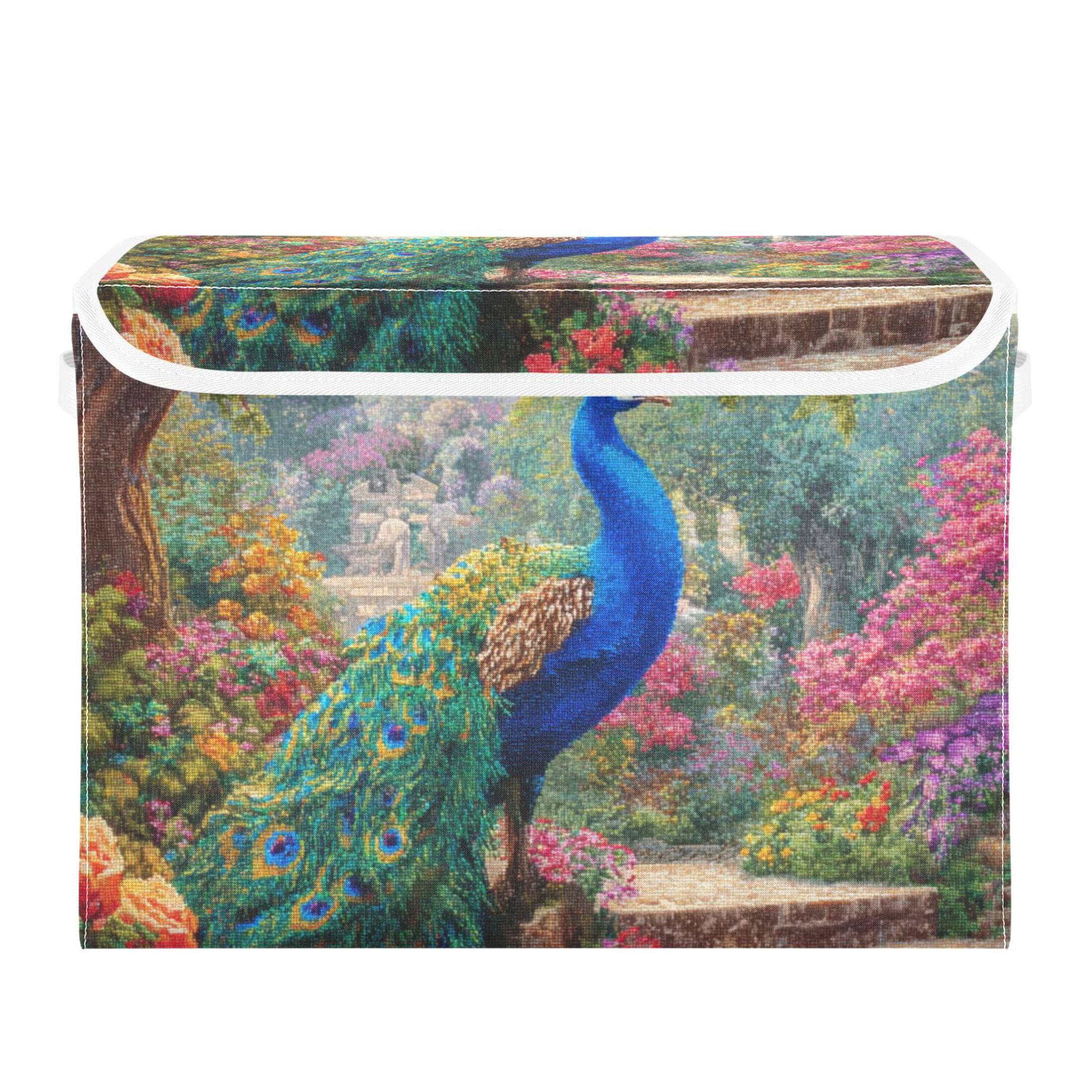 Beautiful Peacock in Garden Foldable Storage Bins with Lids Handles ...