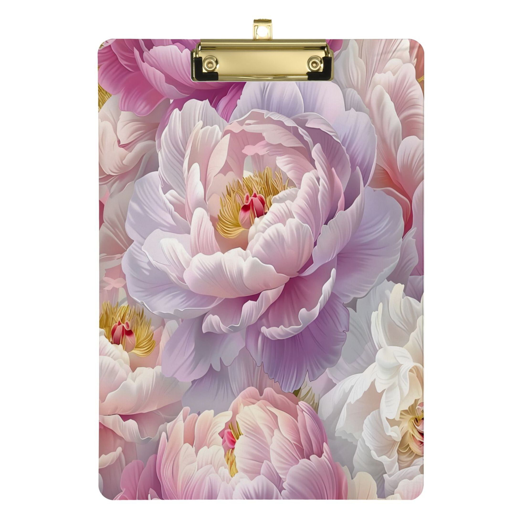 Beautiful Peony Flower Acrylic Clipboards A4 Standard Letter Size Clipboard 12.5" X 9" Clip ...