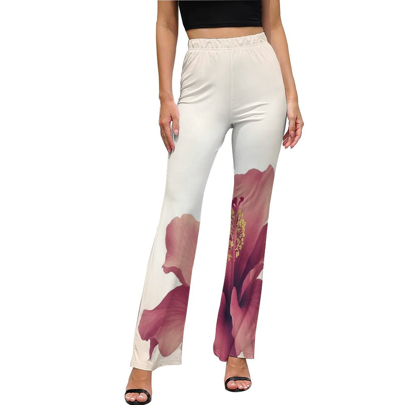 Beautiful Pink Hibiscus Flower Bloom High Waisted Casual Flared ...