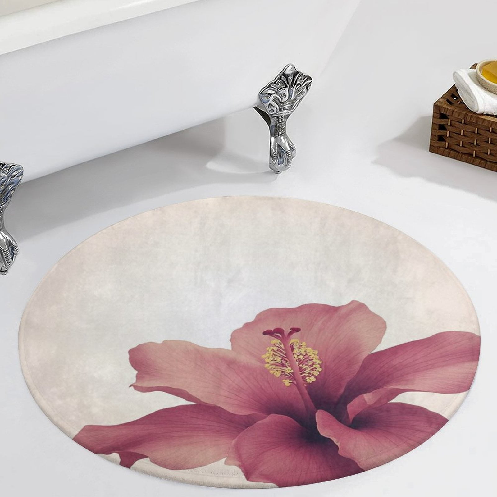 Beautiful Pink Hibiscus Flower Bloom Round Carpet Circle Rug Outdoor ...