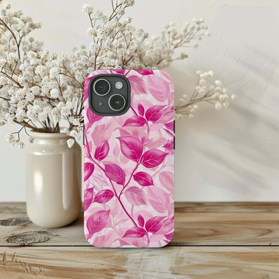 Beautiful Pink Leaf Magenta Foliage Floral iPhone Case for iPhone 17 ...