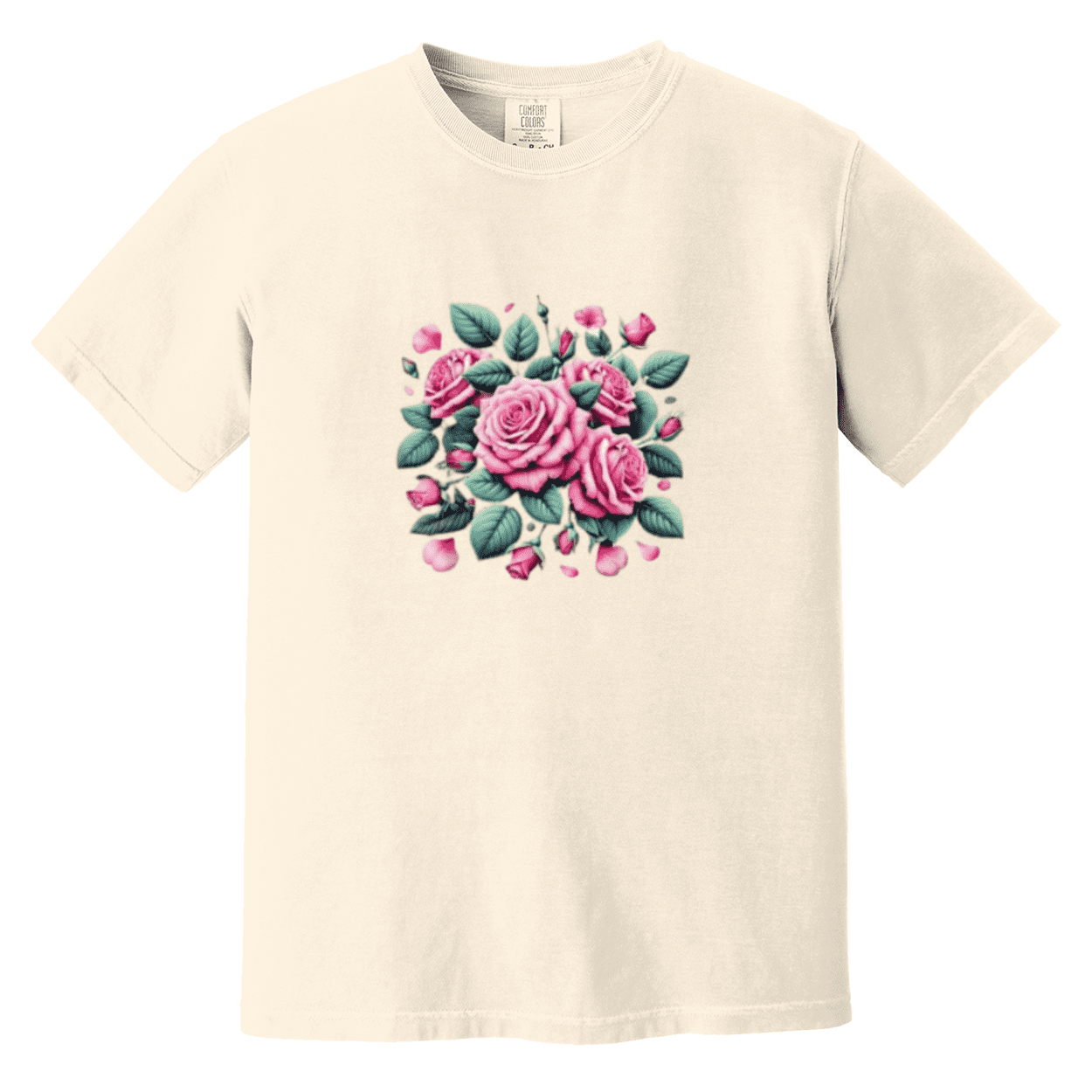 Beautiful Pink Roses Bloom Artistic Floral Scene Comfort Color T-Shirt ...