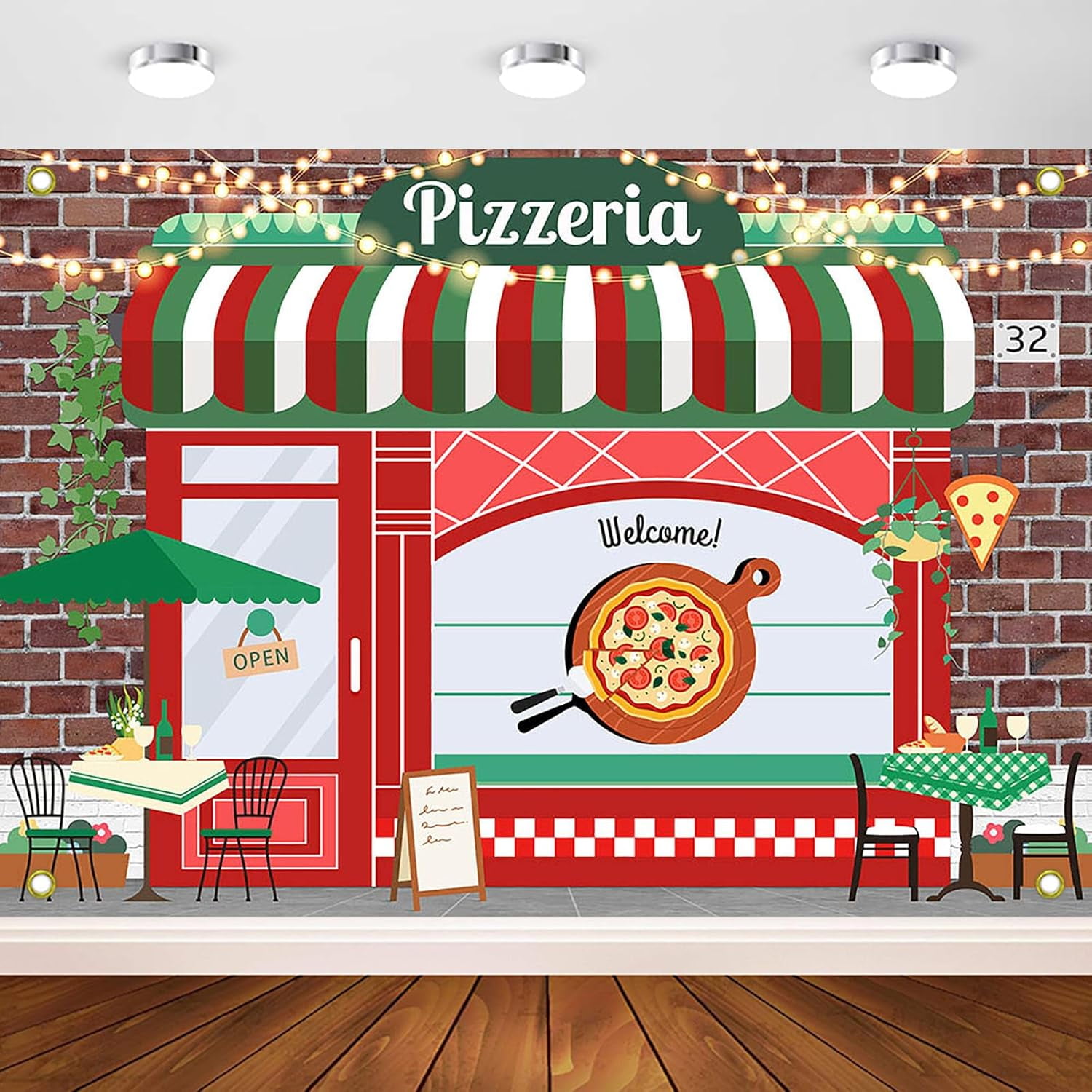 Beautiful Pizza Shop Backdrop Pizza Party Food Newborn Baby Birthday ...