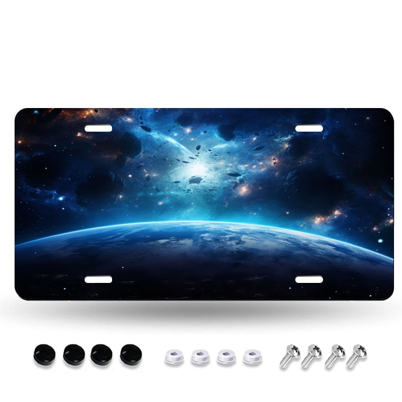 Beautiful Planet Earth in Space with Blue Nebula and Stars Front ...