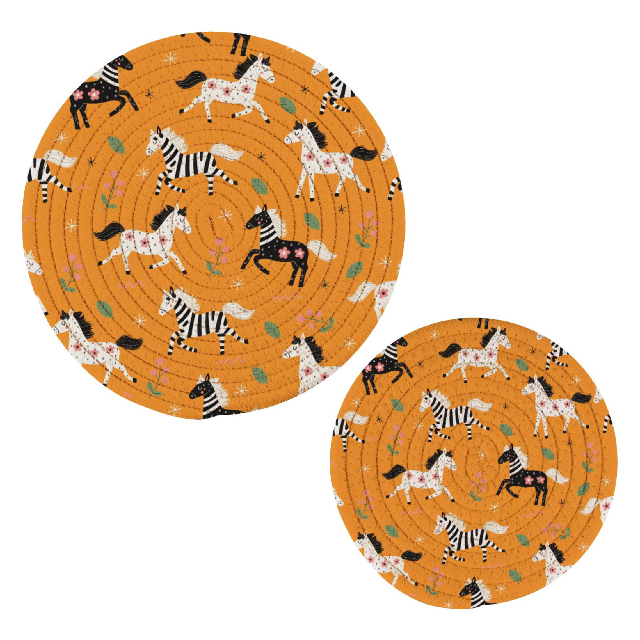 Beautiful Pony Pattern Cotton Trivets Potholders Set of 2 Handmade Heat ...