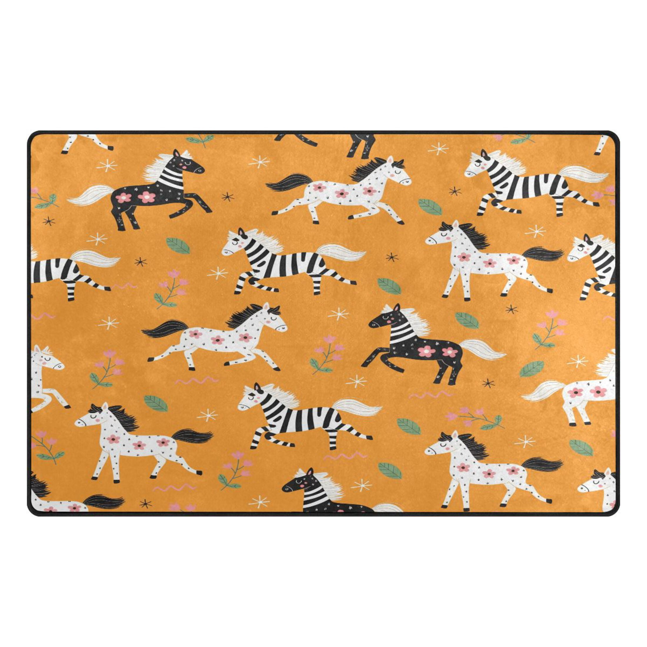 Beautiful Pony Pattern Memory Foam Area Rug 60"x39" Non Slip, Absorbent ...