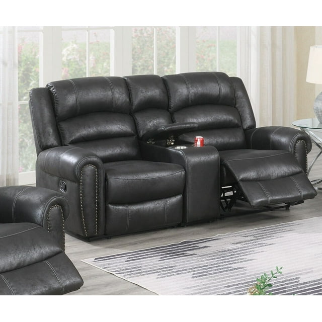 Beautiful Power Motion Reclining Loveseat W Console Plush Cushion Seats ...