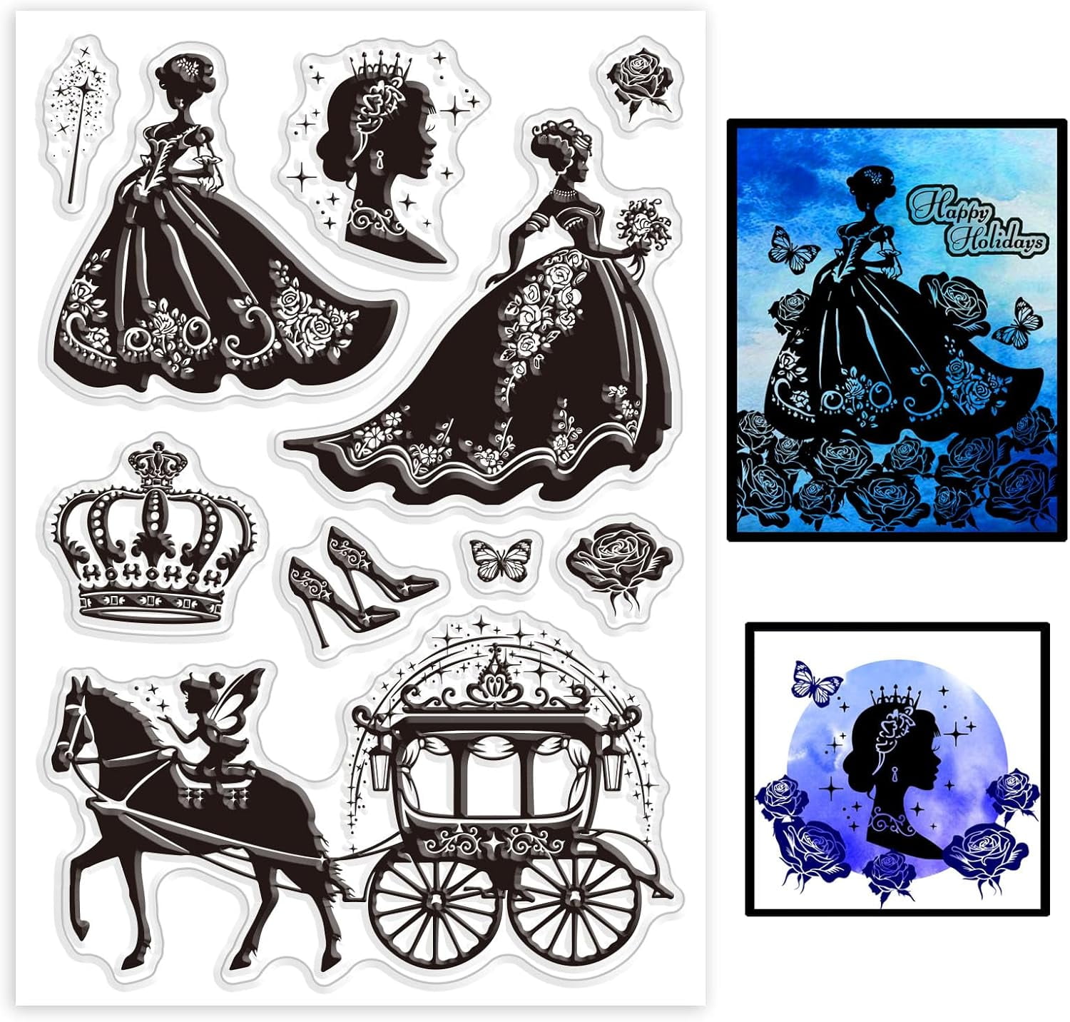 Beautiful Princess Clear Stamps Carriage Fairy Clear Rubber Stamps ...