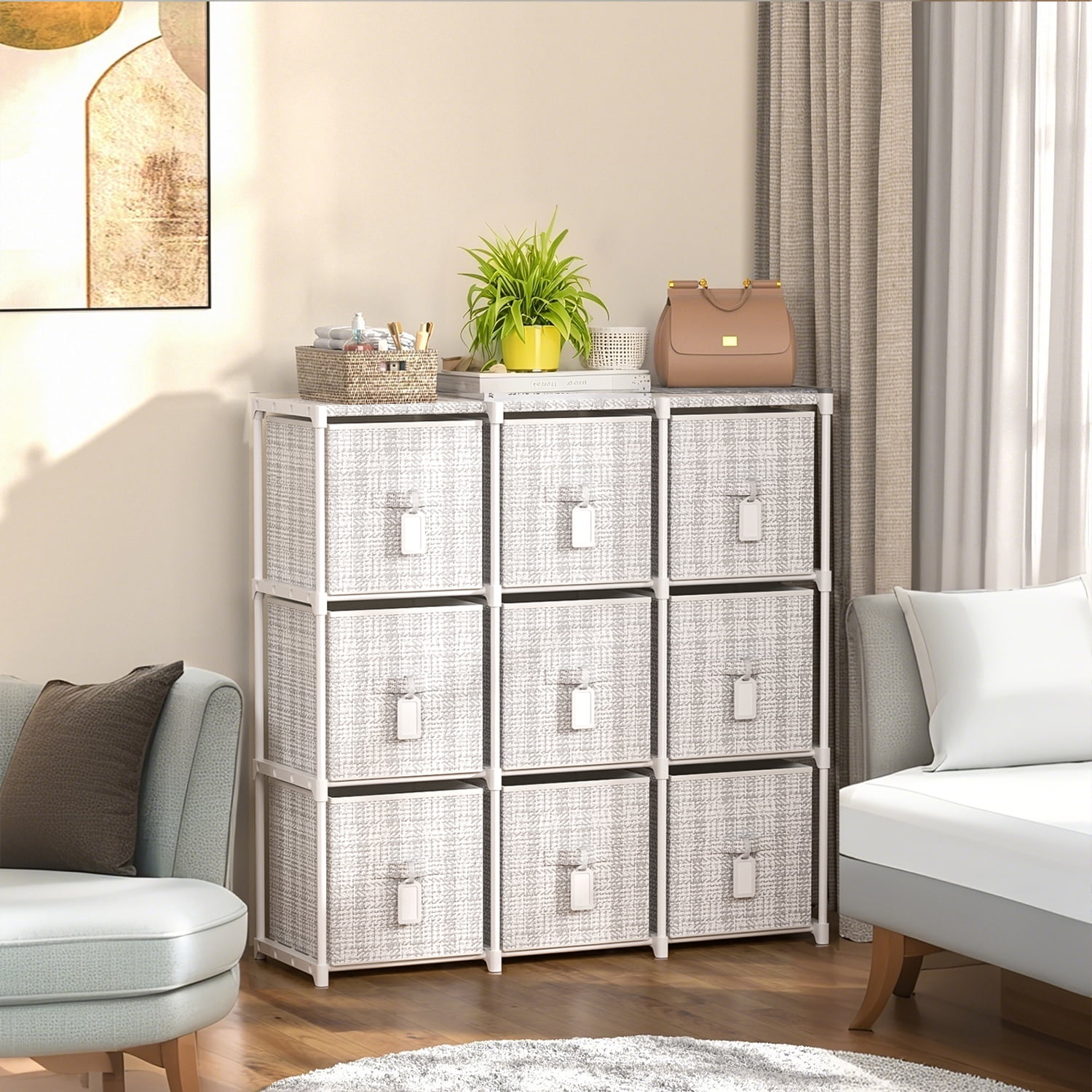 Beautiful Printing Cube Storage Organizer Unit with Drawers and Labels ...