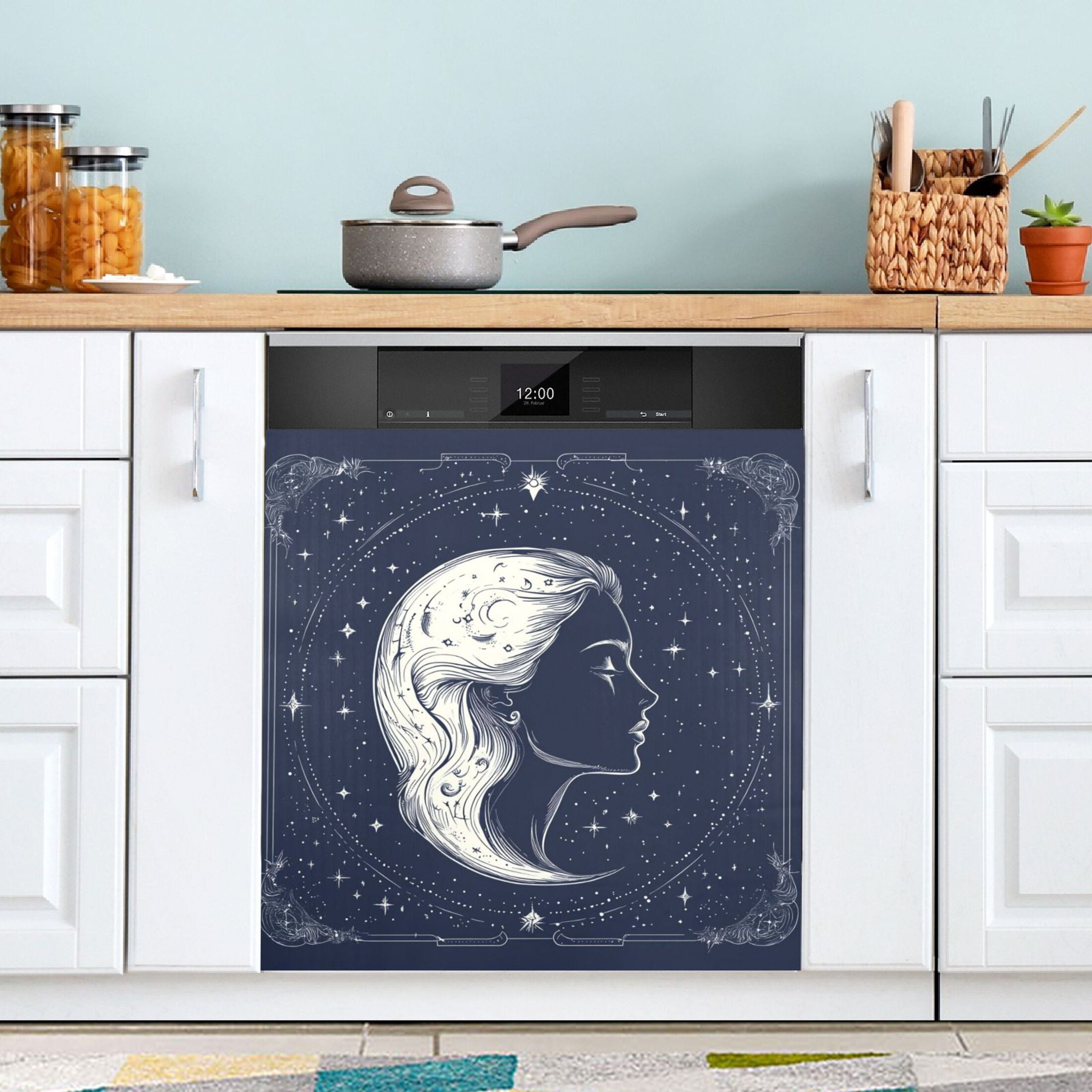 Beautiful Profile Woman Face Stars Dishwasher Magnet Refrigerator ...